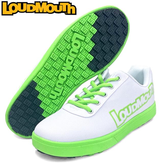 ラウドマウス ユニセックス スパイクレス ゴルフシューズ ビッグロゴ ホワイト×グリーン LM-GS0005 774965(949) 【日本規格】【新品】TCBR Loudmouth スニーカー メンズ レディース APR1
