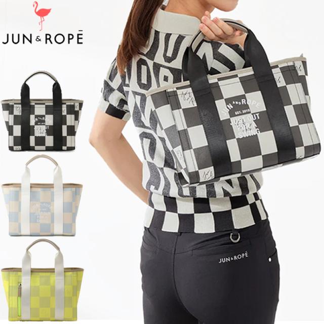 JUN＆ROPE 2025 チェッカープリント ミニトートバッグ カートバッグ ERX45150 【新品】25SS ジュン アンド ロペ ジュンロペ ラウンドポーチ カートポーチ ゴルフ用バッグ メンズ レディース