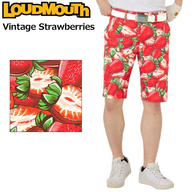 ラウドマウス メンズ ショートパンツ ストレッチ Vintage Strawberries ビンテージストロベリーズ 763302(350) 【日本規格】【メール便発送】【新品】SAAR Loudmouth ゴルフウェア 派手