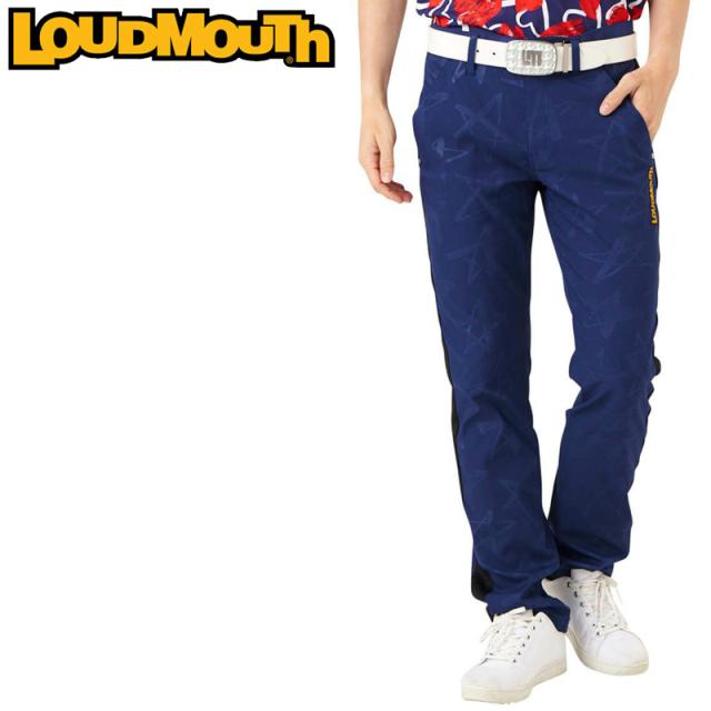 ラウドマウス メンズ ロングパンツ サイドライン ストレッチ UVカット Navy ネイビー 772302(997) 【日本規格】【新品】RCBR Loudmouth ゴルフウェア ゴルフパンツ 無地 派手 MAY1