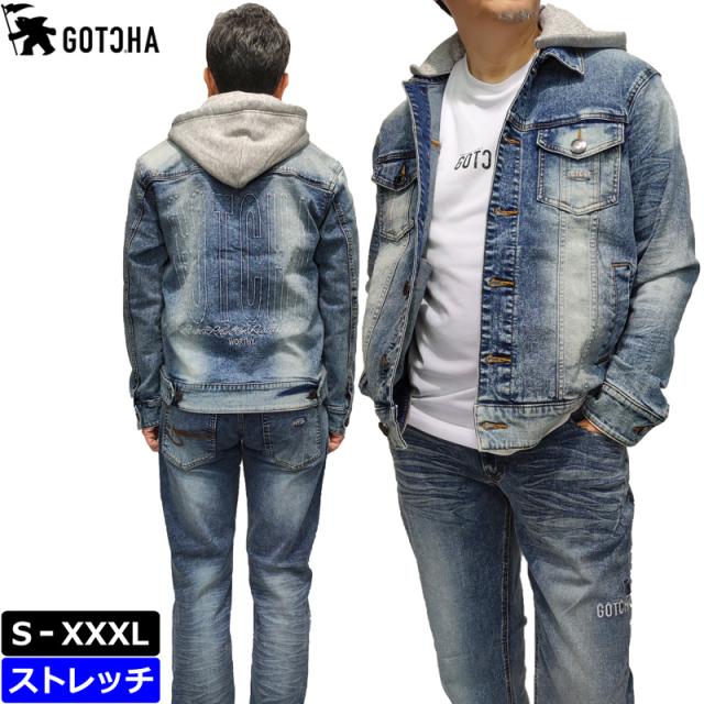 ガッチャ ブラストウォッシュ デニムジャケット ストレッチ フード脱着 241G1622 GOTCHA【新品】TAAR Gジャン ブリーチ 長袖 ファッション カジュアル トップス メンズ レディース ユニセックス