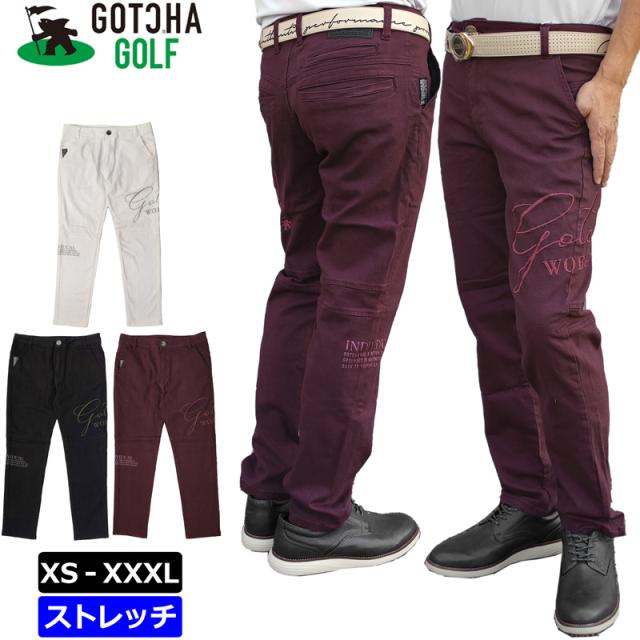 ガッチャゴルフ ストレッチ ロングパンツ ワントーン ビッグロゴ 241GG1805 GOTCHA GOLF【新品】SCBR シンプル 無地 ゴルフウェア ボトムス