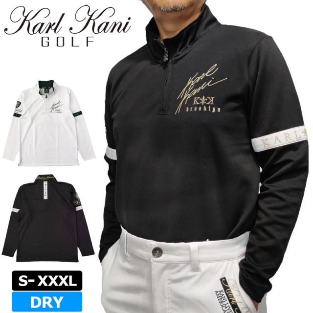 カールカナイゴルフ 吸汗速乾 ハーフジップ 長袖 シャツ 233KG1200 Karl Kani GOLF 【新品】SCBR モックネック モックシャツ 長袖モック ゴルフウェア トップス OCT1