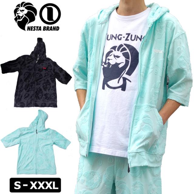 ネスタブランド ライオンフェイス フルジップ パーカー ジャカード総柄 232NB1310 NESTA BRAND【新品】SAAR 半そで トップス ファッション JUN3