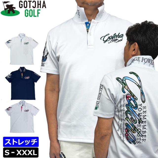 ガッチャゴルフ 2025 半袖 ポロシャツ 252GG1219 ボタニカルロゴ ストレッチ GOTCHA GOLF メール便発送【新品】25SS トップス ゴルフウェア メンズウェア メンズ レディース ユニセックス JUN2