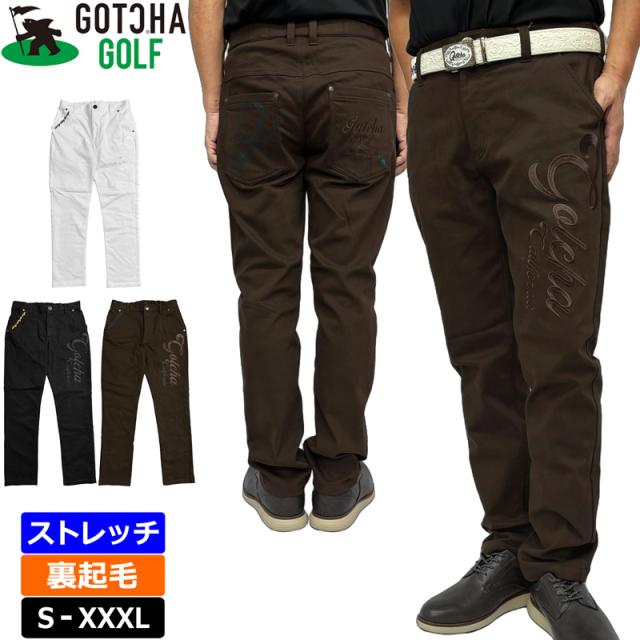 ガッチャゴルフ 2025 メンズ ロングパンツ 裏起毛 ストレッチ ロゴ刺繍 253GG1800 GOTCHA GOLF 【新品】25FW シンプル 無地 ゴルフウェア ボトムス NOV1