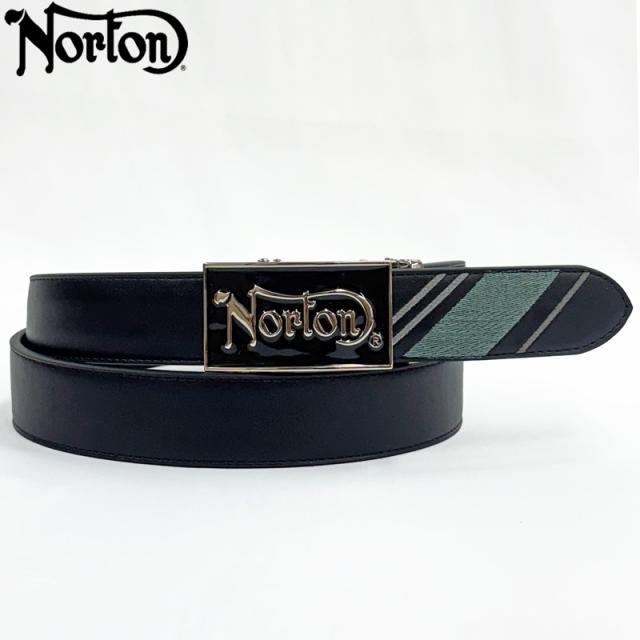 ノートン 2025 メンズ ホールレスベルト Basic line 252N8104 Norton 【新品】25SS 穴無しベルト ビッグバックル ロゴ メンズウェア