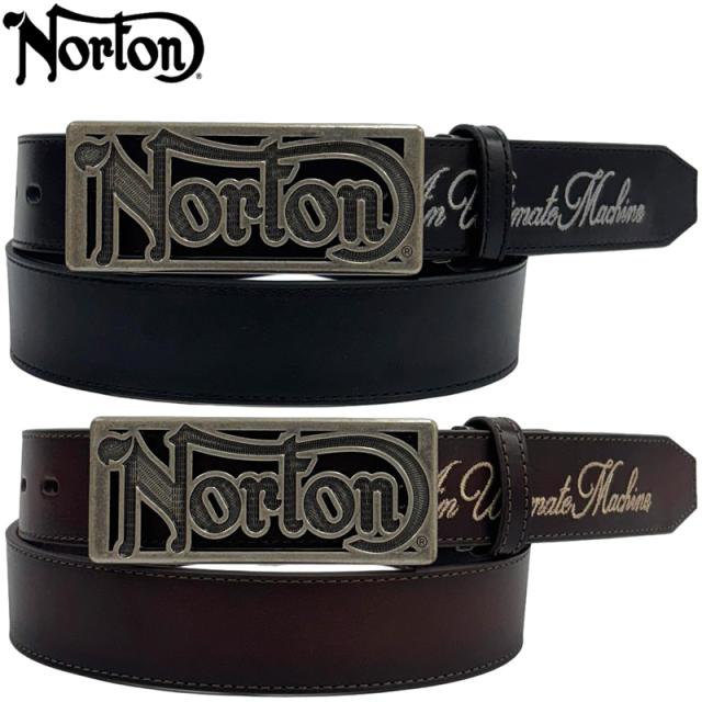 ノートン 2025 メンズ ビッグバックル レザーベルト 牛革 252N8105 Norton 【新品】25SS 本革 ロゴ メンズウェア JUN3