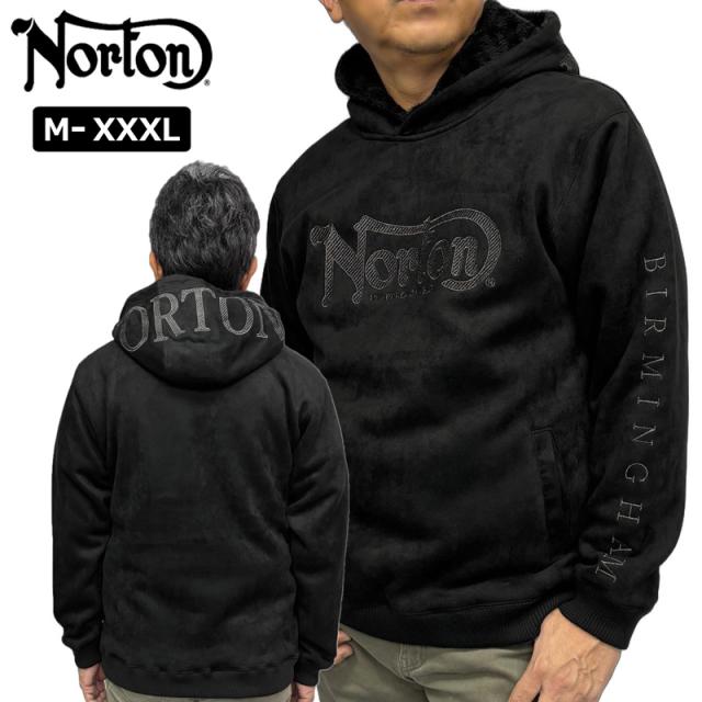 ノートン 2025 メンズ 長袖パーカー 撥水 裏ボア モイストスウェード ラメ刺繍 プルパーカー 253N1303 Norton 【新品】25FW 長そで ジップパーカー フード ファッション OCT1