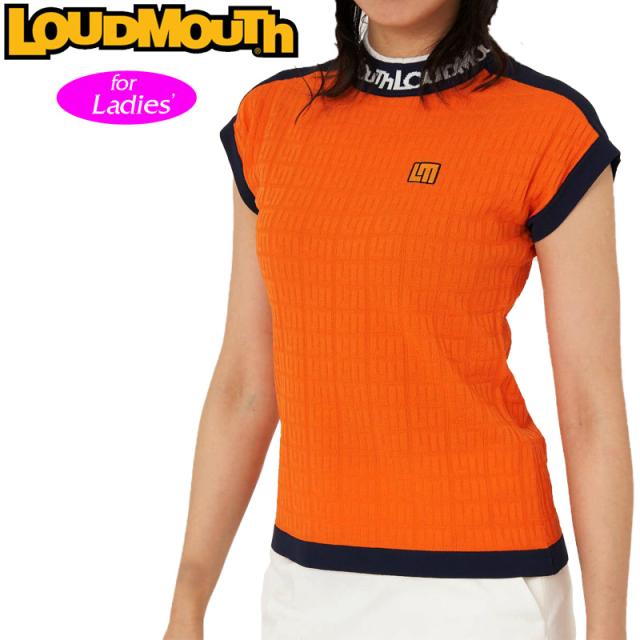 ラウドマウス レディース モックネック フレンチスリーブ 半袖シャツ ニット編 Orange オレンジ 763650(987) 【メール便発送】【新品】日本規格 SAAR ゴルフウェア モックシャツ Loudmouth APR3