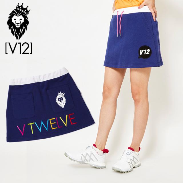 V12 ゴルフ ヴィ・トゥエルヴ レディース BL スウェット素材 スカート V121910-SK03 78/Navy 春夏秋【新品】ZAAQ ゴルフウェアレディス ボトムス スコート V12LOGO V12ロゴ VTLOGO VTロゴ LION ライオン おしゃれ ブランド V12 GOLF