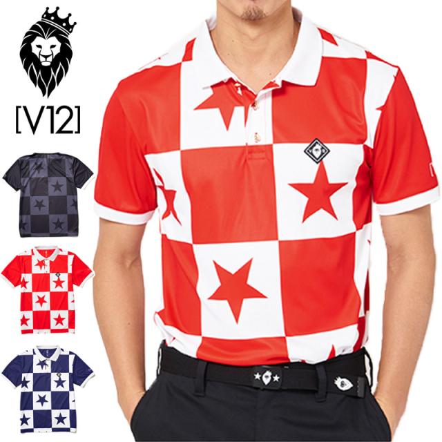 V12 ゴルフ メンズ 半袖 ポロシャツ PANEL STAR POLO V122010-CT02 ヴィ・トゥエルヴ 春夏秋【新品】PAAR ゴルフウェア トップス V12 GOLF スター