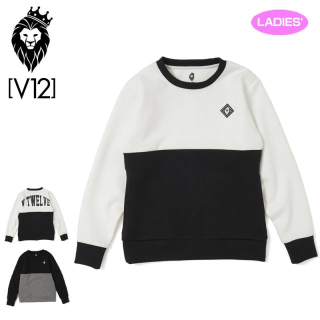 V12 ゴルフ レディース 長袖 スウェット BICOLOR TOP V122120-SW04 ヴィ・トゥエルヴ 【新品】QCBR ゴルフウェア おしゃれ アウター トップス V12GOLF SEP1