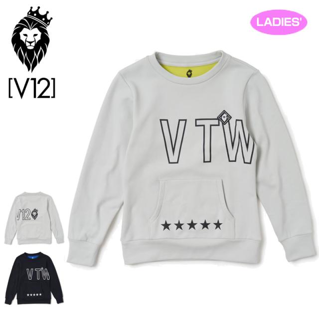V12 ゴルフ レディース 長袖 裏起毛 スウェット KPOCKET CREW V122121-SW14 ヴィ・トゥエルヴ 【新品】QCBR ゴルフウェア おしゃれ アウター トップス V12GOLF スター STAR OCT3