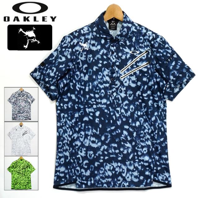 オークリー スカル メンズ 吸汗速乾 半袖 ポロシャツ FOA403519 SKULL BREATHABLE LEOPARD SHIRT 【メール便発送】【新品】RAAR OAKLEY ゴルフウェア