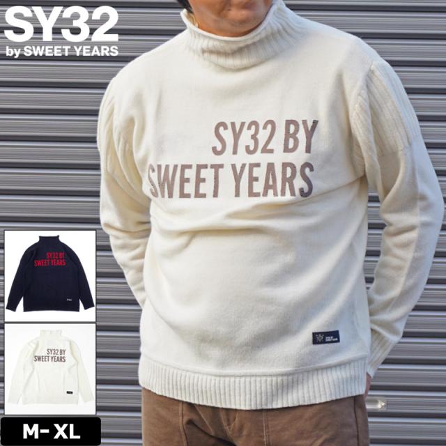 SY32 GOLF メンズ ハイネックネック 長袖 セーター FLOCKY LOGO SWEATER SYG-22A20 フロッキーロゴプリント 【新品】RCBR エスワイサーティートゥ ニット ゴルフウェア メンズウェア NOV3