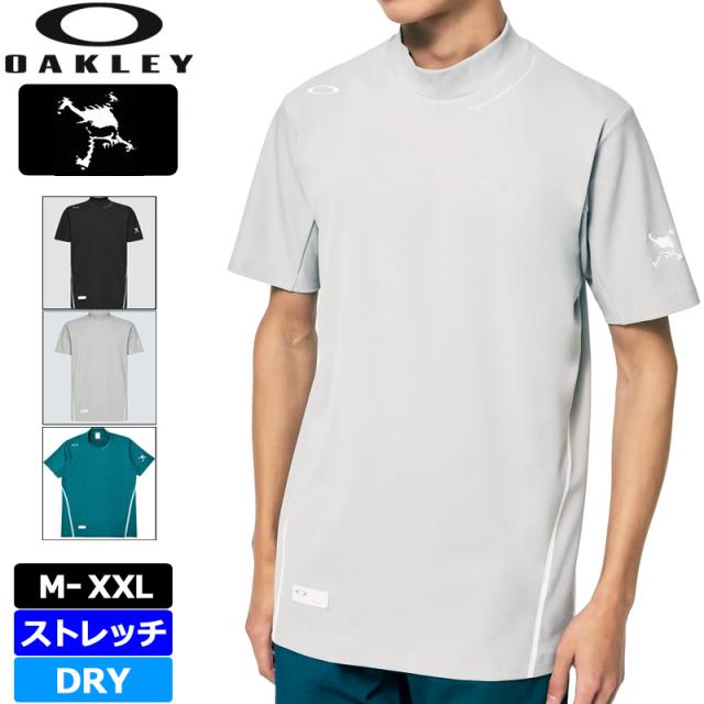 オークリー スカル メンズ 吸汗速乾 モックネック 半袖シャツ FOA405092 SKULL SYNCHRONISM MOCK SHIRT 【メール便発送】【新品】SAAR ゴルフウェア モックシャツ ハイネック MAY3