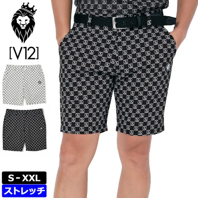 V12 ゴルフ メンズ ショートパンツ MONOGRAM SHORTS V122410-HP08 ヴィ・トゥエルヴ 【新品】TAAR モノグラム ゴルフウェア ストレッチ シンプル GOLF MAR2