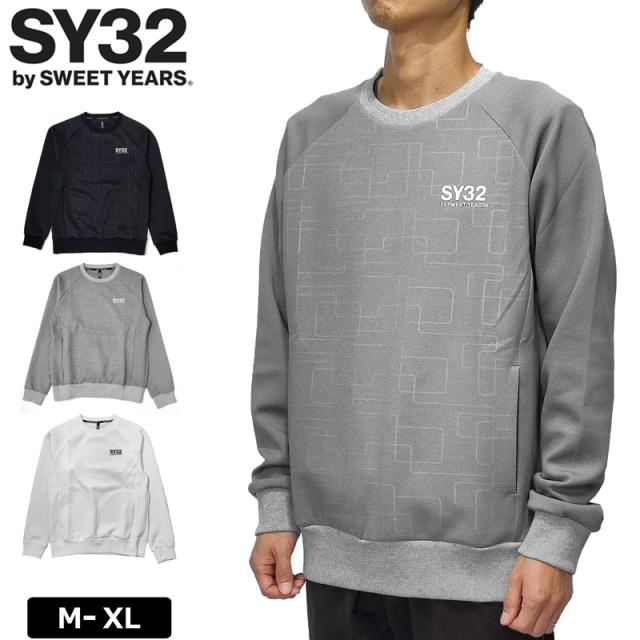 SY32 メンズ スウェット 14561 DOUBLE KNIT EMBOSS GEOMETRY P/O CREW クルーネック トレーナー【新品】TCBR エスワイサーティートゥ 長袖 スポーツ ウェア OCT1