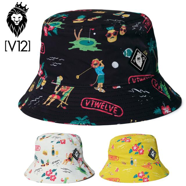 V12 ゴルフ × LEONコラボ バケットハット 裏メッシュ RESO HATS V122411-CP14 ヴィ・トゥエルヴ メール便発送【新品】TAAR バケハ キャップ 帽子 ゴルフウェア V12 GOLF