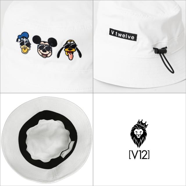 V12 ゴルフ × ディズニーコラボ 2025 バケットハット 刺繍 FACE HAT