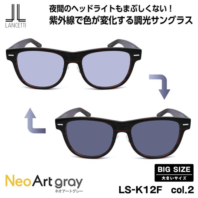 大きいサイズ 調光 サングラス LS-K12F col.2 58mm 62mm ランチェッティ LANCETTI ネオアート BIG ワイド 大きい顔 大柄