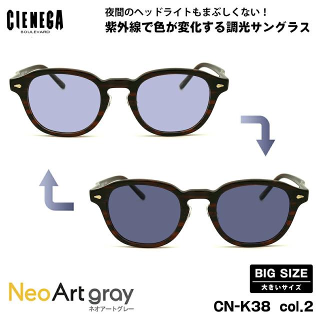 大きいサイズ 調光 サングラス ネオアート CN-K38 col.2 51mm CIENEGA シェネガ UVカット 紫外線カット 大きい顔