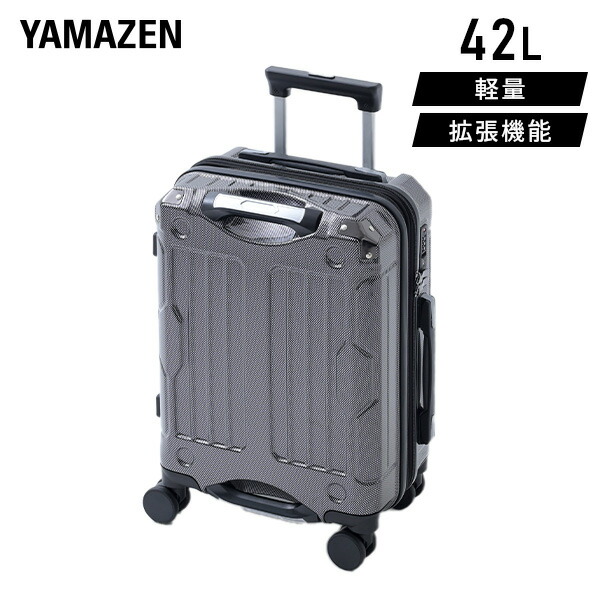 拡張式 スーツケース キャリーケース TSAロック 軽量 ブラック 車輪ロック 42L  Sサイズ 機内持ち込み  ビジネス 修学旅行 海外旅行 国内旅行 キャリーバッグ   山善 YAMAZEN   【送料無料】
