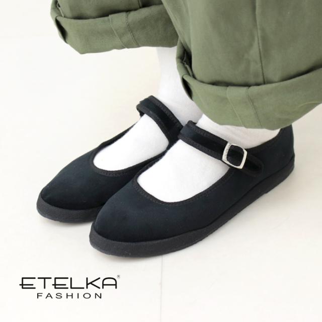 エテルカ ETELKA ワンストラップシューズ NETL2451 靴 フラット ぺたんこ カンフー スエード レディース