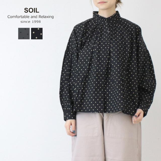 ソイル SOIL ポプリンドットプリントフリルカラーシャツ NSL25533 ブラウス 長袖 水玉 レディース