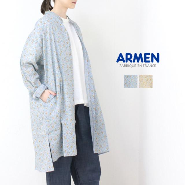 アーメン ARMEN コットンフラワープリントユーティリティーバンドカラーロングシャツ INAM2512FD トップス 長袖 小花柄 レディース