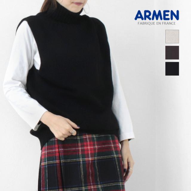 アーメン ARMEN ジーロンラムウールシームフリーポロネックベスト JNAMP2451 トップス 無地 タートルネック レディース