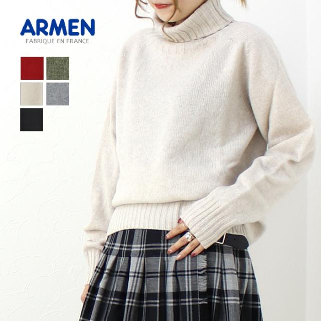 アーメン ARMEN ポロネックサドルショルダープルオーバー JNAMP1651 タートルネック 無地 ニット ウール レディース