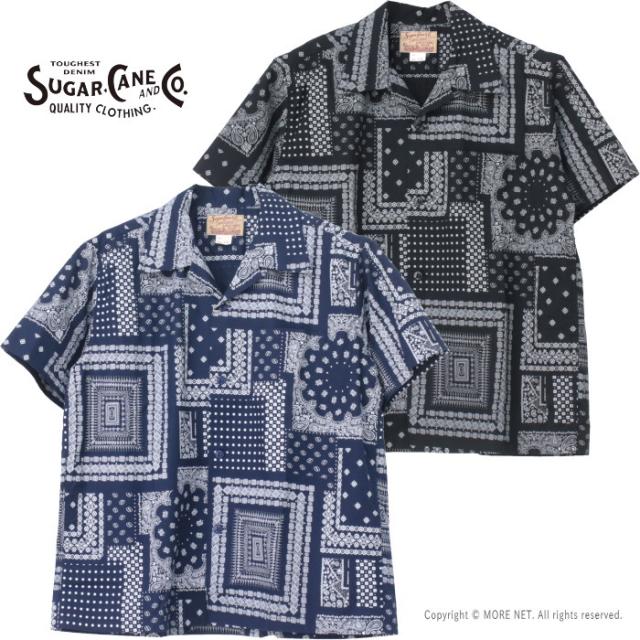 シュガーケーン SUGAR CANE ネイティブアメリカンバンダナ パッチワークプリント オープンシャツ SC39465 メンズ 日本製 半袖 開襟