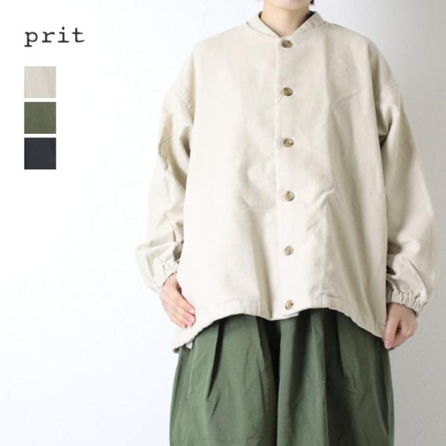 プリット prit 甘撚ドビースエード起毛 ネルーカラー裾ヒモショートブルゾン P80605 アウター ジャケット 日本製 レディース