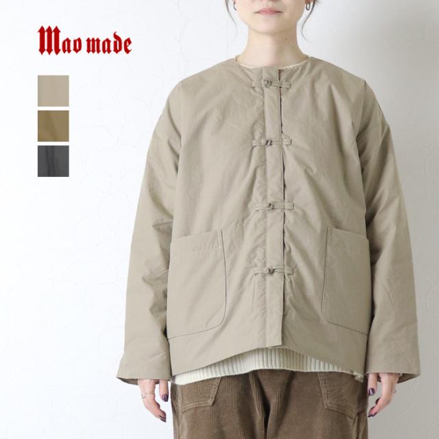マオメイド mao made 洗いざらしクロス中綿チャイナジャケット 551303 アウター ノーカラー レディース