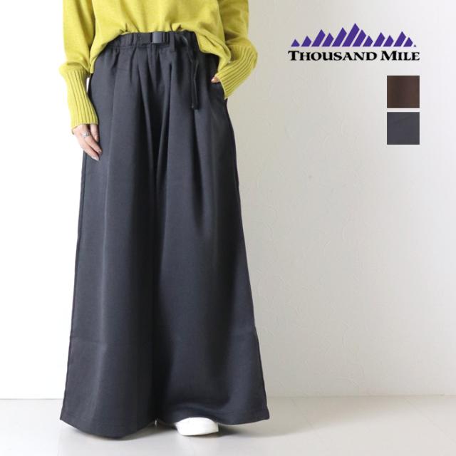 サウザンドマイル THOUSAND MILE ウールライクウェーブアジャストワイドパンツ TM252WL00102 イージーパンツ レディース
