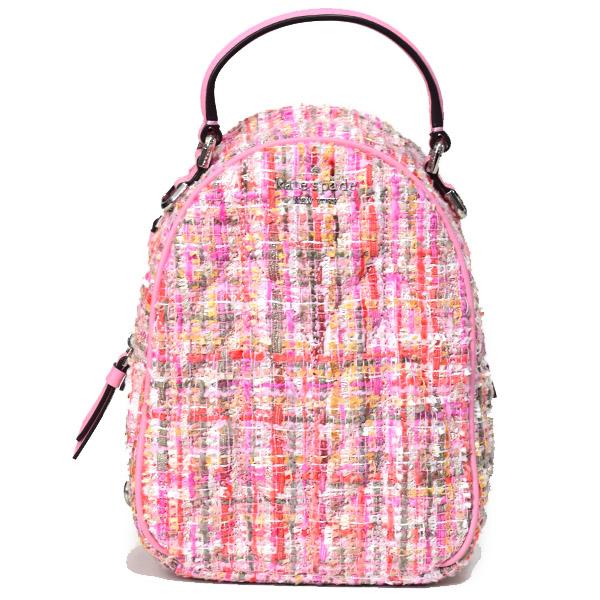 ケイトスペード バッグ katespade ファブリック レザー ブライアー レーン キルティング ツイード ミニ コンバーチブル 3WAY 斜めがけ ショルダー ハンド バッグ リュックサック バックパック ピンクマルチ WKRU6419