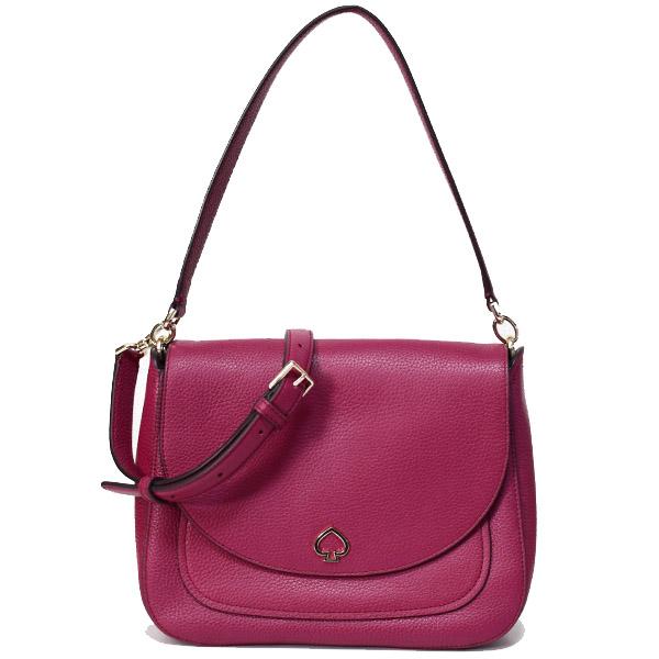 ケイトスペード バッグ katespade  ペブルレザー カイリー ミディアム フラップ 2way 斜め掛け ショルダー ハンドバッグ クランベリーカクテル WKRU6487