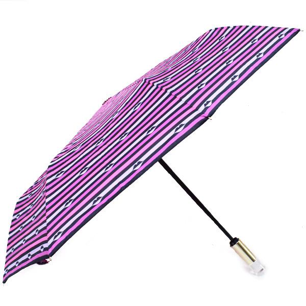 ケイトスペード katespade ポリエステル リップ ストライプ ボーダー スモール アンブレラ 折りたたみ傘 ネイビーマルチ WJRU0371