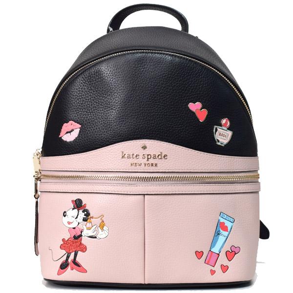 ケイトスペード バッグ katespade グレインレザー ディズニー コラボ ミニーマウス ハート 香水瓶 ラメ グリッター ミディアム バックパック リュックサック ペールベラムマルチ WKR00214