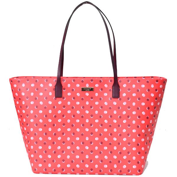 ケイトスペード バッグ katespade サフィアーノPVC マルガレータ ショア ストリート フィエスタ ドット 水玉 ショルダー トートバッグ デジタルレッド WKR00223