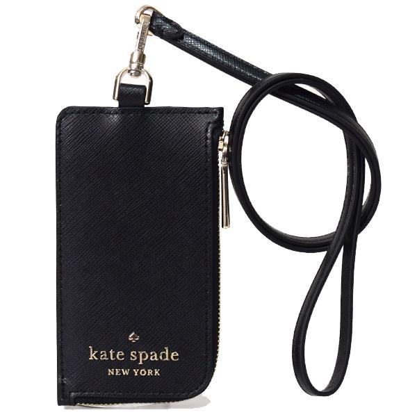 ケイトスペード カードケース katespade レザー ステイシー ID ランヤード 首かけ ケース 小銭入れ カードケース ポーチ ブラック WLR00139