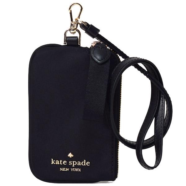 ケイトスペード カードケース katespade ナイロン PVC チェルシー ロゴ ID ランヤード 首かけ 小銭入れ 名刺入れ ケース 定期入れ パスケース ポーチ ブラック WLR00616
