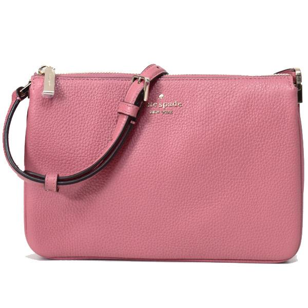 ケイトスペード バッグ katespade ぺブルレザー ロゴ トリプル ガセット クロスボディ 斜めがけ ショルダーバッグ ピンク WKR00448