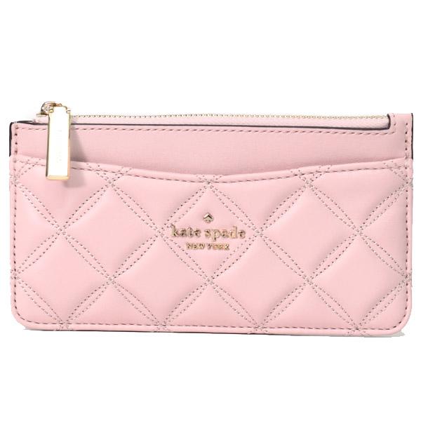 ケイトスペード カードケース katespade スムースレザー ナタリア キルティング ラージ スリム カードホルダー ケース 小銭入れ 長財布 ローズスモーク WLRU6343