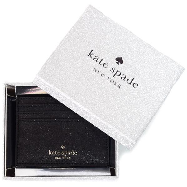 ケイトスペード カードケース katespade グリッターファブリック ラメ ロゴ スモール スリム カードホルダー 名刺入れ 定期入れ パスケース 専用BOX付き ブラック K9261