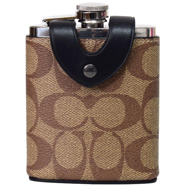 コーチ 水筒 COACH コーティングキャンバス レザー シグネチャー ウイスキー ボトル ヒップフラスコ スキットル ウォーターボトル 水筒 カーキ CE786