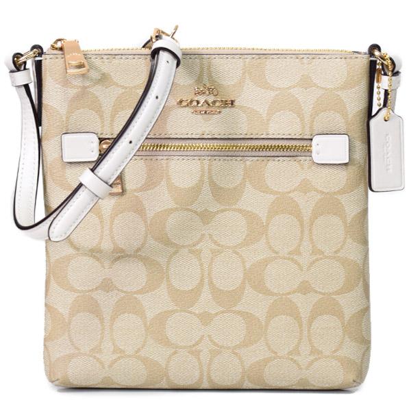 コーチ バッグ COACH コーティングキャンバス レザー シグネチャー ミニ ローワン ファイル バッグ クロスボディ 斜めがけ ショルダーバッグ ライトカーキ×チャーク CF340