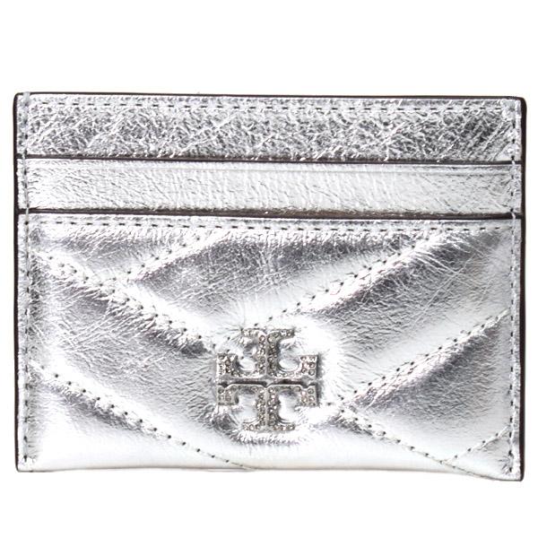 トリーバーチ カードケース TORY BURCH レザー キラ シェブロン メタリック キルティング カードケース 名刺入れ 定期入れ パスケース シルバー 142811